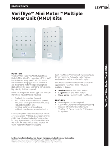Leviton 6X313-KIT XL Mini Meter MMU, 120/208V 3P/4W REF VOLTAGE, 13 ...