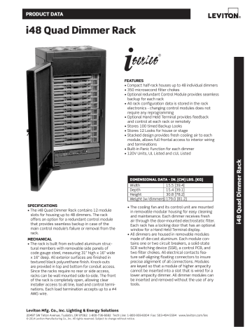 Leviton IEQ48-230 Quad Dimming Rack Data Sheet | Manualzz