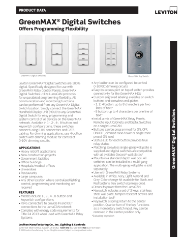 Leviton RDGSW-2CW Keypad Data Sheet | Manualzz