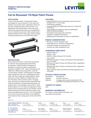 Leviton 5G596-R24 Cat 5e Universal Recessed Patch Panel, 24-Port, 1RU ...