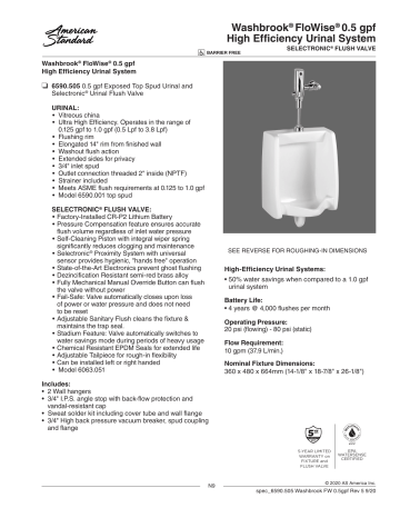 American Standard 6590.505.020 Washbrook 0.5 gpf Washout Top Spud ...