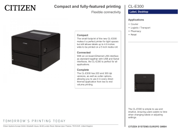 Citizen CL-E300 printer Datasheet | Manualzz