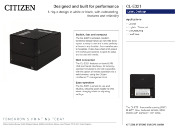 Citizen CL-E321 printer Datasheet | Manualzz
