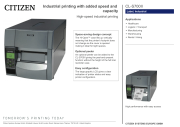 Citizen CL-S700II printer Datasheet | Manualzz