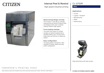 Citizen CL-S700R printer Datasheet | Manualzz