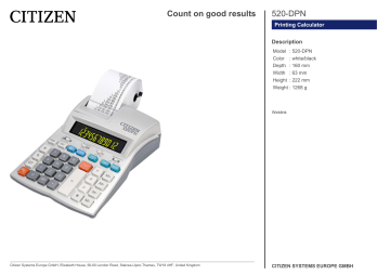 Citizen 520-DPN calculator Datasheet | Manualzz