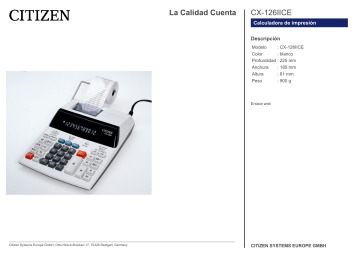 Citizen CX-126IICE calculator Datasheet | Manualzz