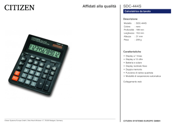 Citizen SDC-444S calculator Datasheet | Manualzz