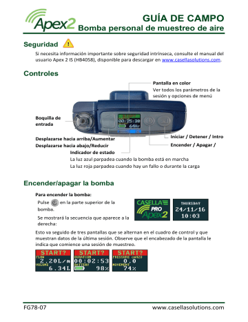 Casella Apex2 Personal Sampling Pump Guía del usuario | Manualzz