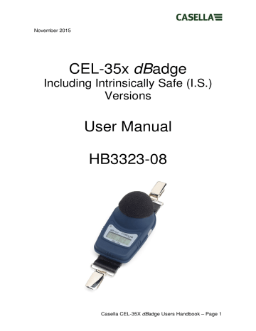 Casella dBadge Noise Dosimeter Series Handbook | Manualzz