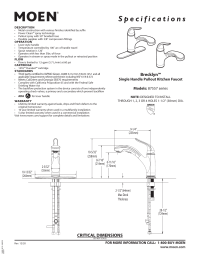 Moen 87557 - Specification, installation Guide, Operating instructions