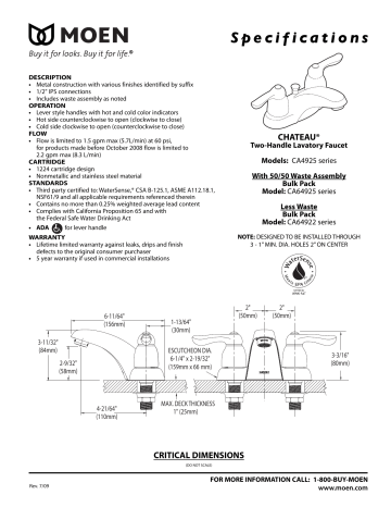 Moen CA4925 Chateau Chrome two-handle low arc bathroom faucet ...