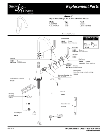 Moen CAS71708 Ascent Chrome one-handle pulldown kitchen faucet Exploded Parts View | Manualzz