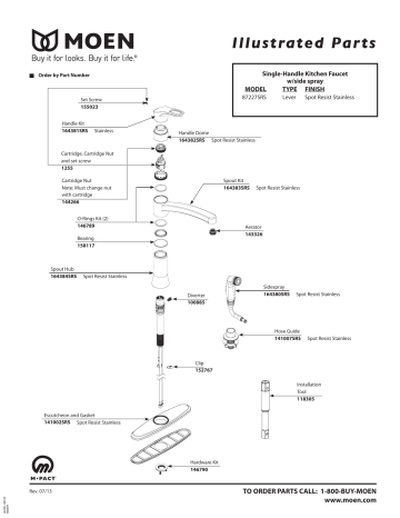 Moen 87227SRS Kleo Spot resist stainless one-handle high arc kitchen ...