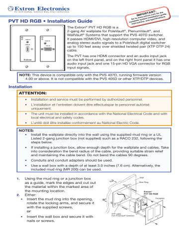 Extron PVT HD RGB Installation Guide | Manualzz