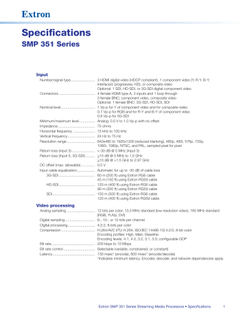 Extron SMP 351 Specifications | Manualzz