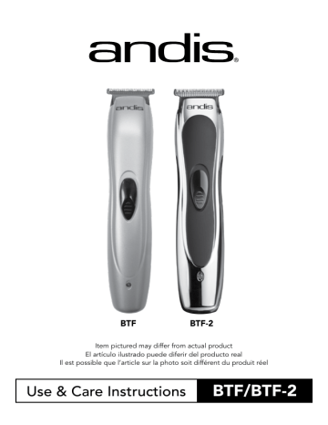 Andis BTF-2 Slimline® 2 T-Blade Trimmer Use & Care Guide | Manualzz