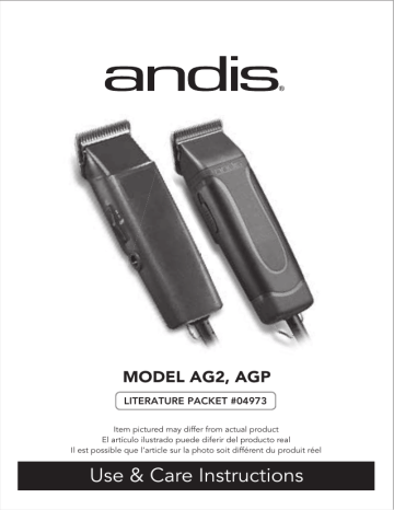 Andis AG2 AG® 2-Speed+ Detachable Blade Clipper Use & Care Guide | Manualzz