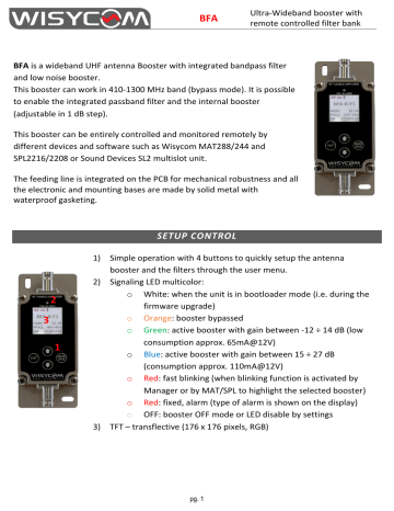 Wisycom BFA User Manual | Manualzz