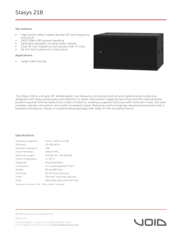 Void Stasys 218 Specification Sheet | Manualzz
