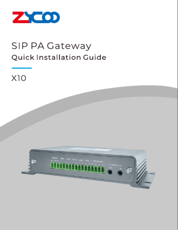 Zycoo X10 SIP Paging Gateway Quick Installation Guide | Manualzz