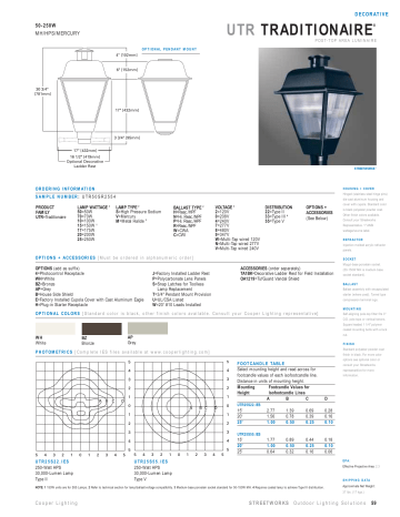 Cooper Lighting UTR50SR2554 Landscape Lighting User manual | Manualzz