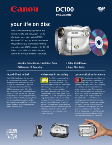 Canon DC100 Camcorder User manual | Manualzz