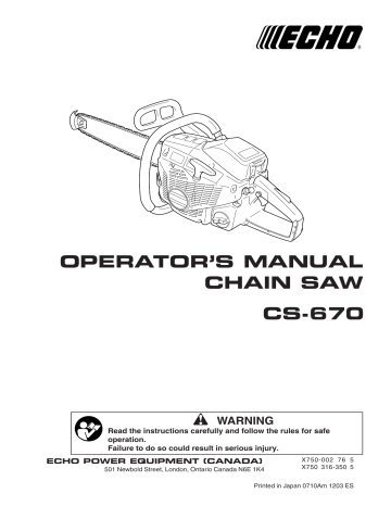 Echo CS-670 Chainsaw User manual | Manualzz