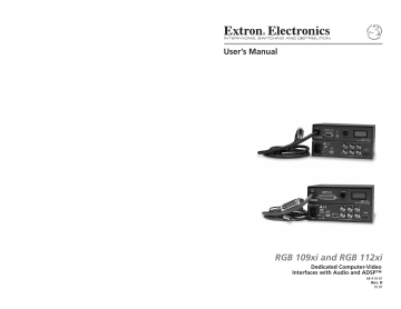 Extron electronic RGB 109XI Stereo System User manual | Manualzz