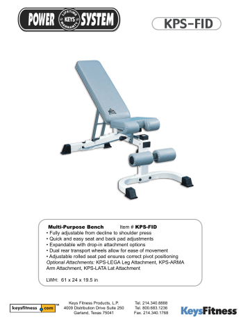 Keys Fitness KPS-FID Home Gym User manual | Manualzz