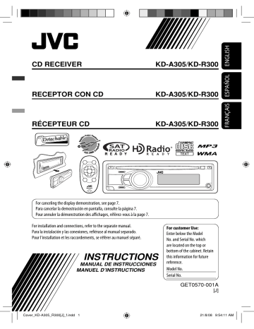 JVC GET0570-001A Car Stereo System User manual | Manualzz