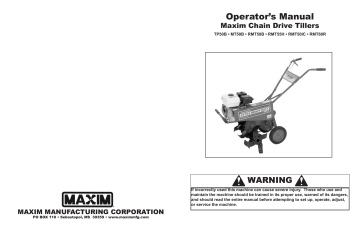 Maxim TP50B Tiller User manual | Manualzz