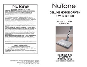 NuTone CT600 Vacuum Cleaner User manual | Manualzz