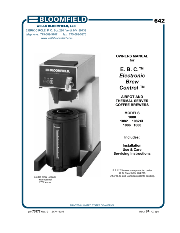 Bloomfield COFFEE BREWERS Coffeemaker User manual | Manualzz