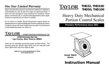 Taylor THD100 Scale User manual | Manualzz