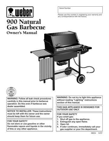 Weber 900 Gas Grill User manual | Manualzz