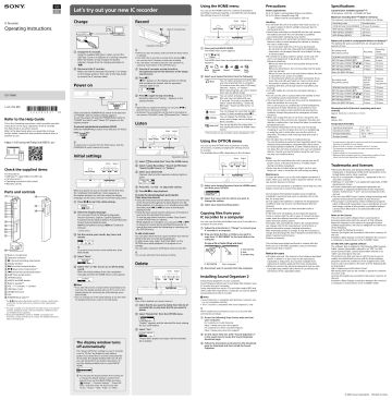Sony ICD-TX660 Operating instructions | Manualzz