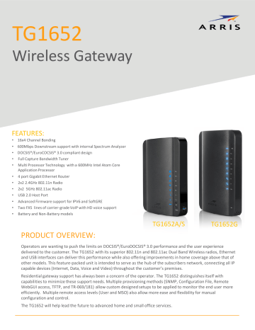 Arris TG1652A/S TG1652G Wireless Gateway Owner's Manual | Manualzz