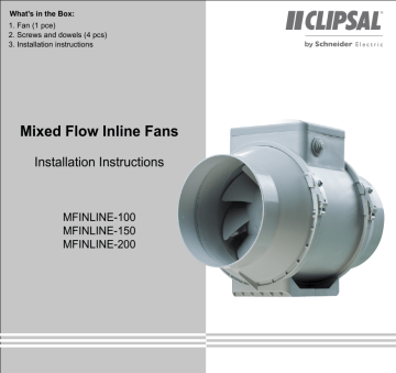 CLIPSAL Mixed Flow Inline Fans Installation Guide | Manualzz