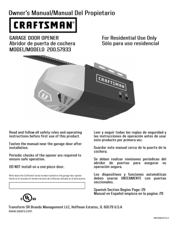 Craftsman Garage Door Opener Owner’s Manual | Manualzz