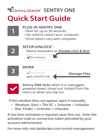 DATALOCKER Sentry One Secure USB Instructions | Manualzz