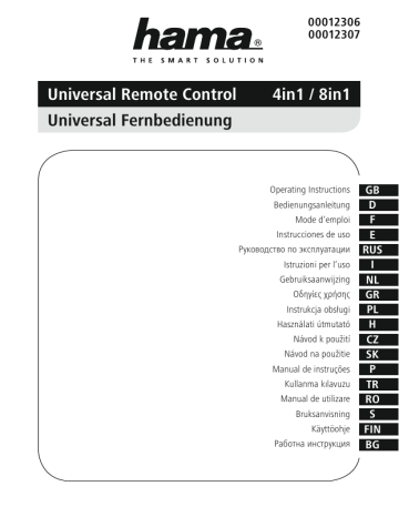 Hama Universal 8-in-1 Remote Control Manuale utente | Manualzz