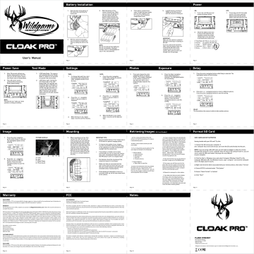 Wildgame Innovations Wildgame Cloak Pro User Manual | Manualzz