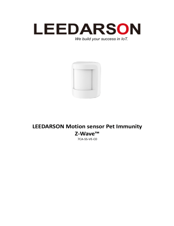 LEEDARSON Motion sensor Pet Immunity Quick Start Guide | Manualzz