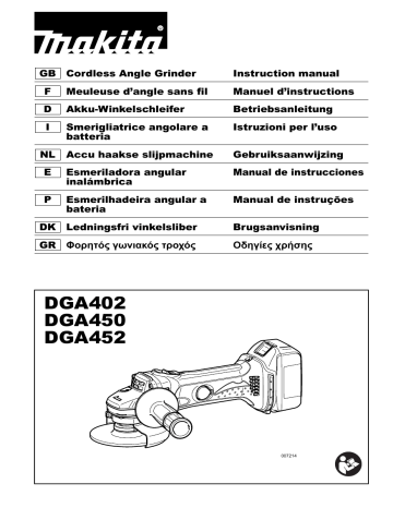Makita DGA452, DGA450, angle grinder, DGA402 Instruction manual | Manualzz