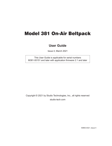 studio-tech On-Air Beltpack User Guide | Manualzz