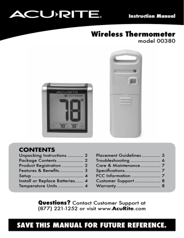 ACCURITE Wireless Thermometer Instruction manual | Manualzz