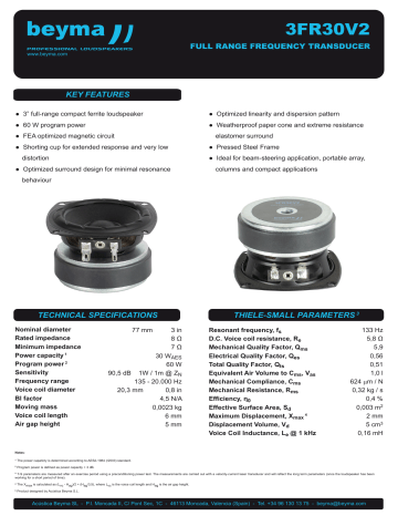 beyma Full Range Frequency Transducer User Manual | Manualzz