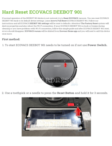 Hard Reset ECOVACS DEEBOT 901 | Manualzz