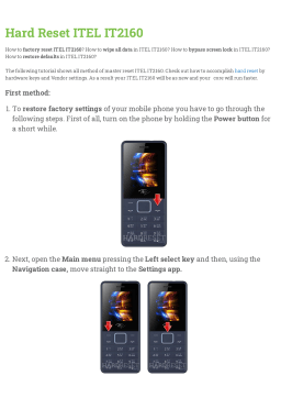 Itel IT2160 - User manual, Hard reset manual